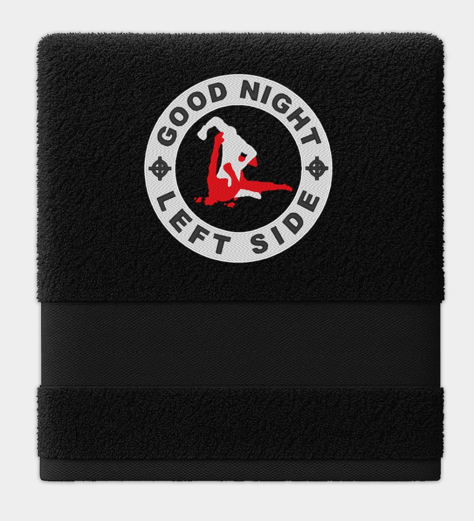 Good Night Left Side hímzett törölköző – Napforgás Webbolt